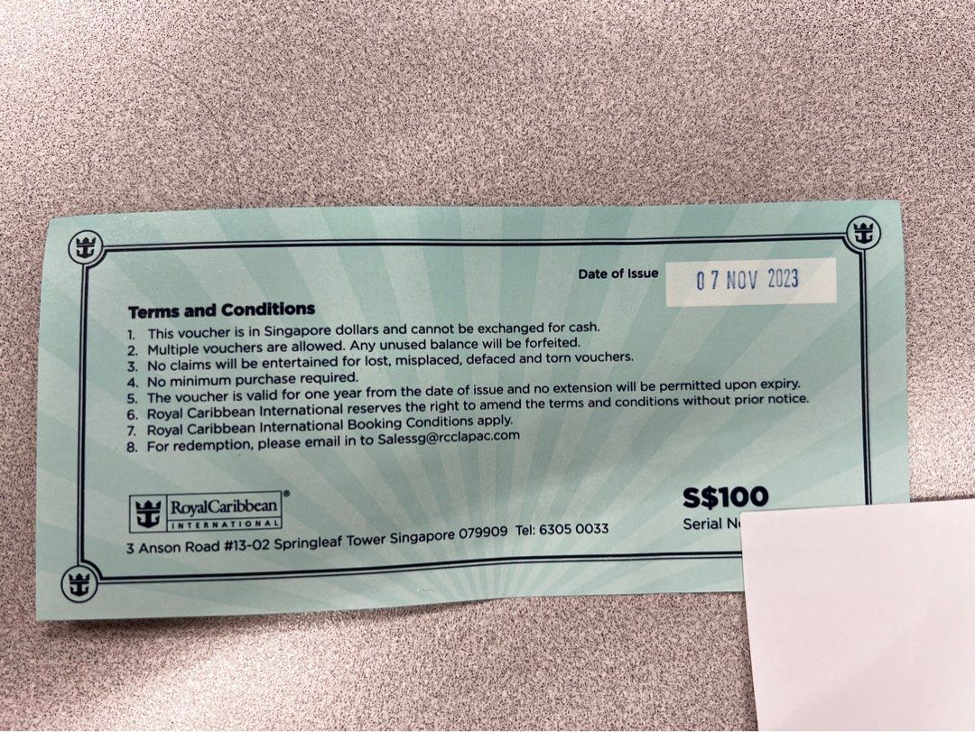 Voucher Royal Caribbean x7 pcs, Tickets & Vouchers, Vouchers on Carousell