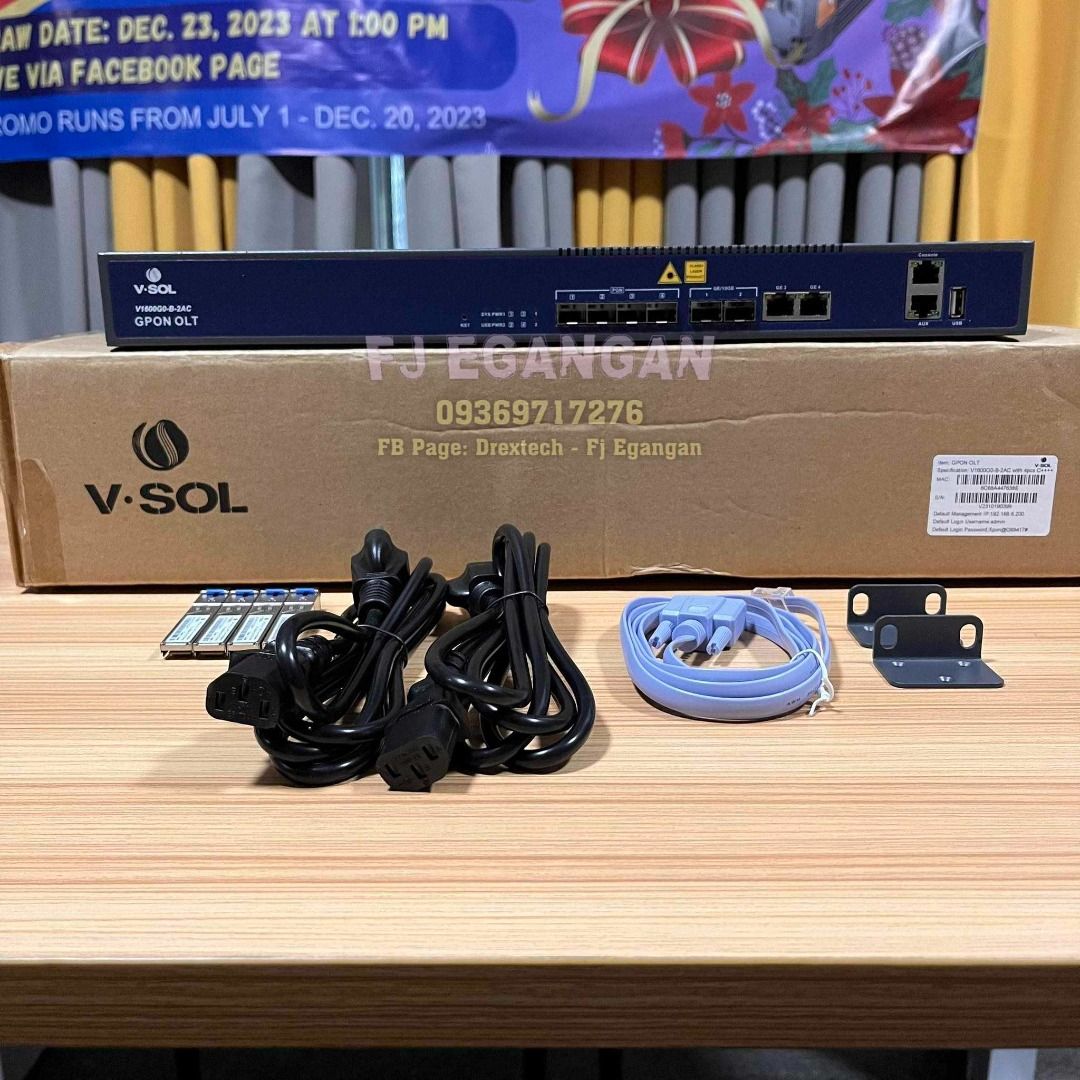 Vsol V1600G0-B-2AC GPON OLT 4-Port with 4 C++++ 9dbm SFP Modules ...
