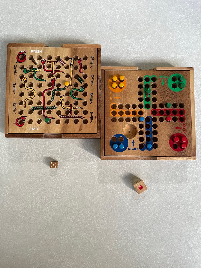 Wooden Childhood Board Game Snake and Ladder Airplane Ludo, Hobbies ...