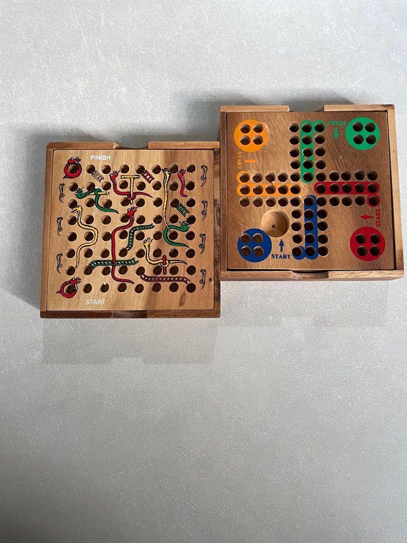 Wooden Childhood Board Game Snake and Ladder Airplane Ludo, Hobbies ...