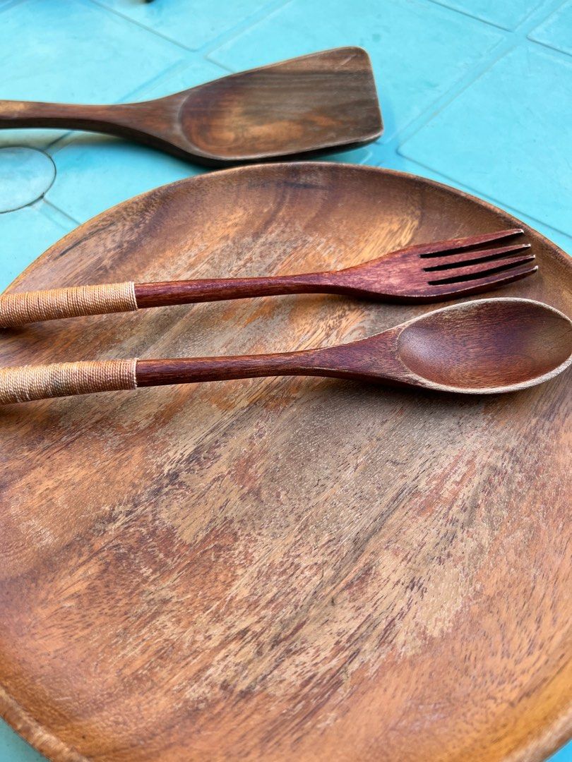 Wooden plates, spoon and sandok TAKE ALL, Furniture & Home Living ...