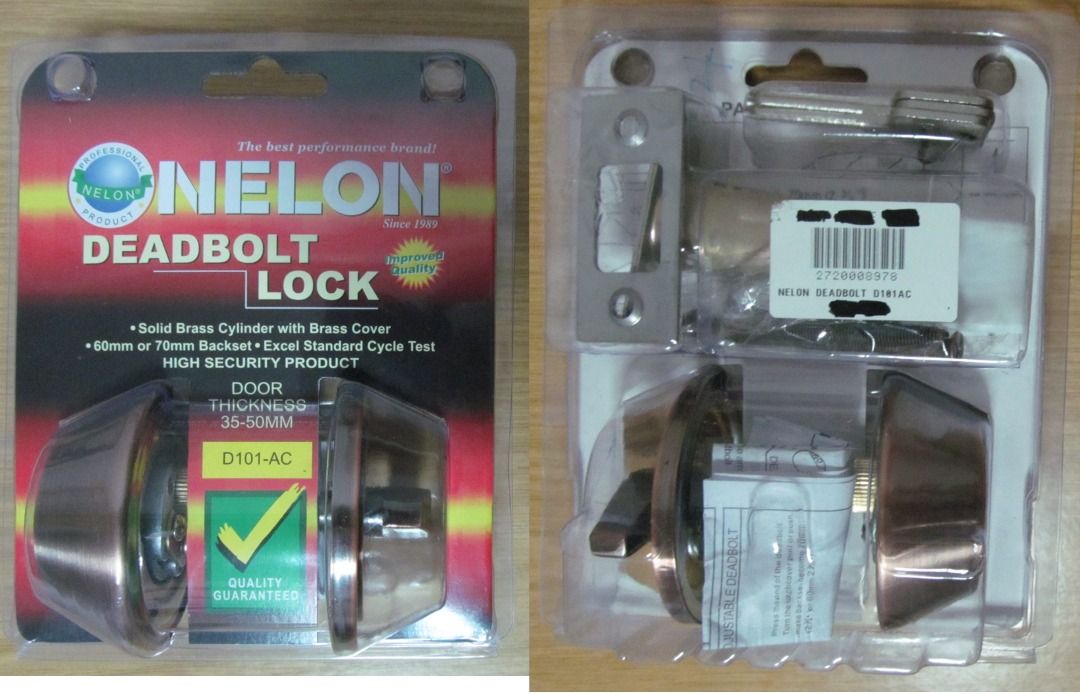 052 (Miscellaneous) Deadbolt lock set for main door #052, Furniture & Home Living, Security ...