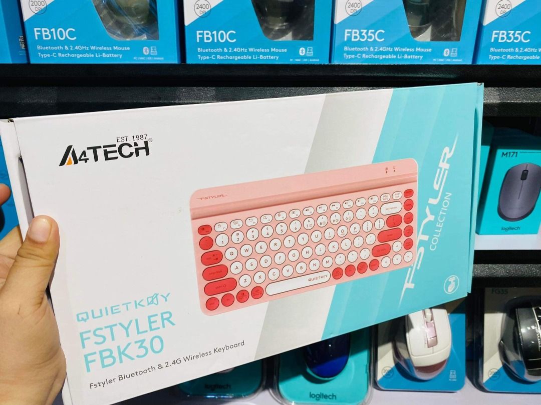 A4Tech Fstyler FBK30 Bluetooth & 2.4G Wireless Keyboard Raspberry ...
