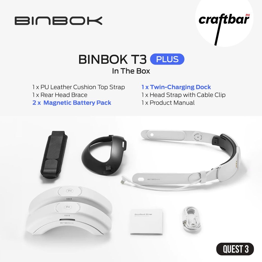 BINBOK T3 and T3 Plus Battery Head Strap for Meta Quest 3 with 8000mAh Battery Pack, Video ...