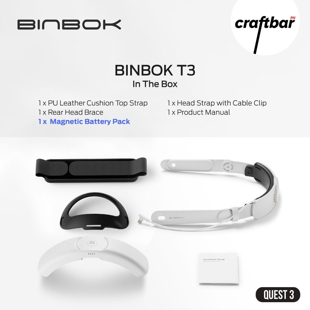 BINBOK T3 and T3 Plus Battery Head Strap for Meta Quest 3 with 8000mAh Battery Pack, Video ...