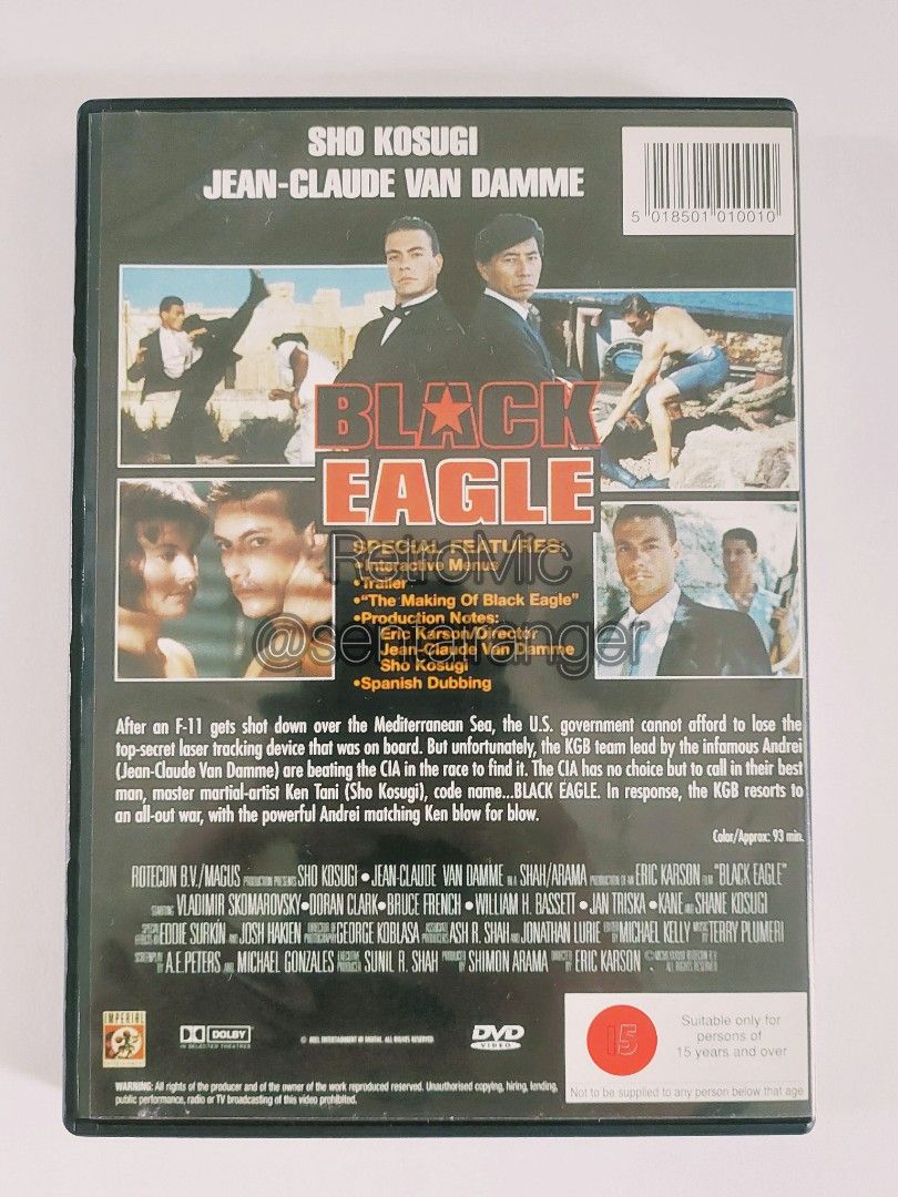 BLACK EAGLE Jean-Claude Van Damme (DVD) Region Free, Hobbies & Toys ...
