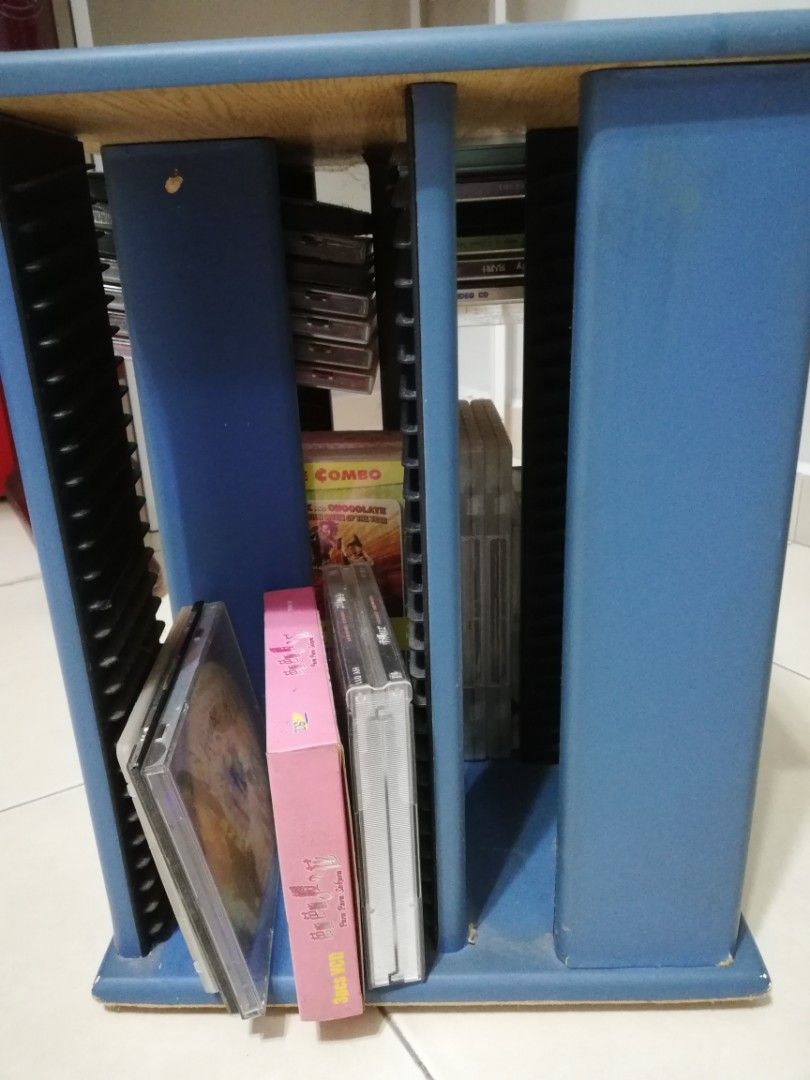 CD, VCD, DVD Blue Tower Rack, Furniture & Home Living, Home Decor, Other Home Decor on Carousell