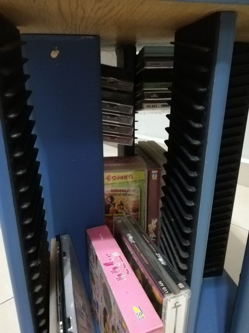 CD, VCD, DVD Blue Tower Rack, Furniture & Home Living, Home Decor, Other Home Decor on Carousell