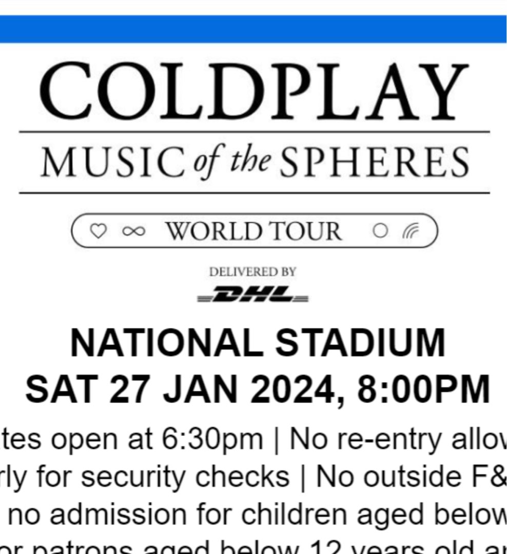 coldplay CAT 4 ticket!, Tickets & Vouchers, Event Tickets on Carousell