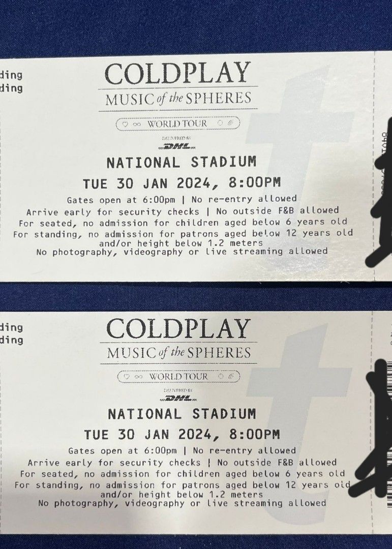COLDPLAY TICKETS (GENERAL STANDING), Tickets & Vouchers, Event Tickets ...
