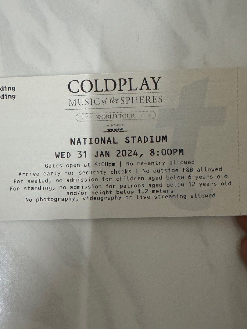 Coldplay 31.01.24 (physical ticket), Tickets & Vouchers, Event Tickets ...