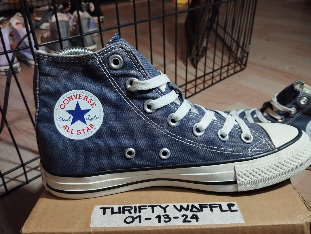 Converse All Star High Cut Navy Blue, Women's Fashion, Footwear ...