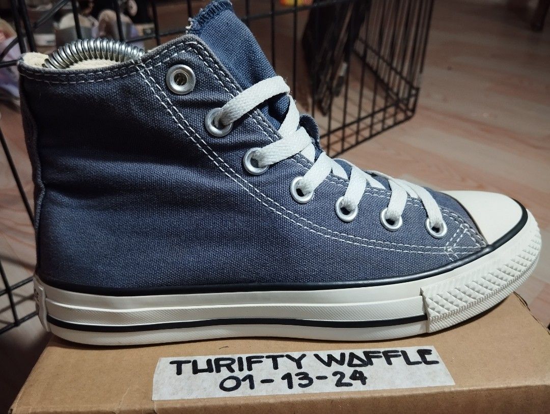 Converse All Star High Cut Navy Blue, Women's Fashion, Footwear ...