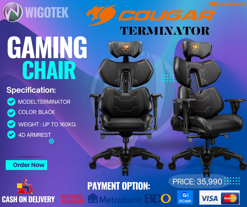 COUGAR TERMINATOR GAMING CHAIR/4D-ARMREST, Furniture & Home Living ...