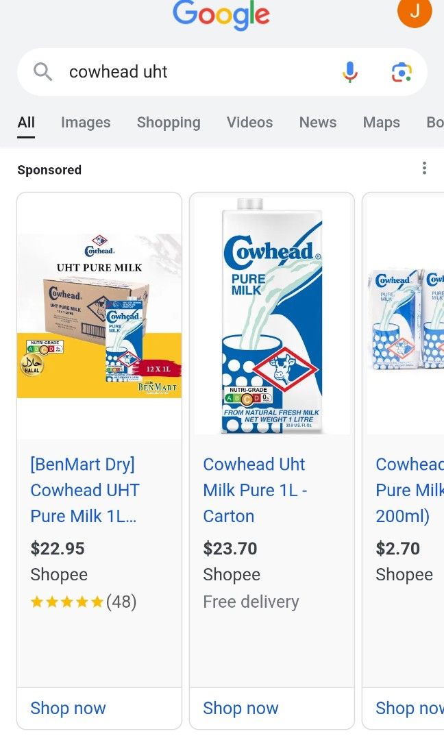 Cowhead UHT Pure milk Carton, Food & Drinks, Beverages on Carousell