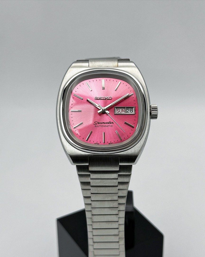 Custom Seiko Mod 38mm Pink Seamaster Jumbo TV, Men's Fashion, Watches ...