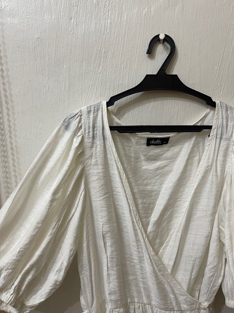 Dotti white overlap top, Women's Fashion, Tops, Blouses on Carousell