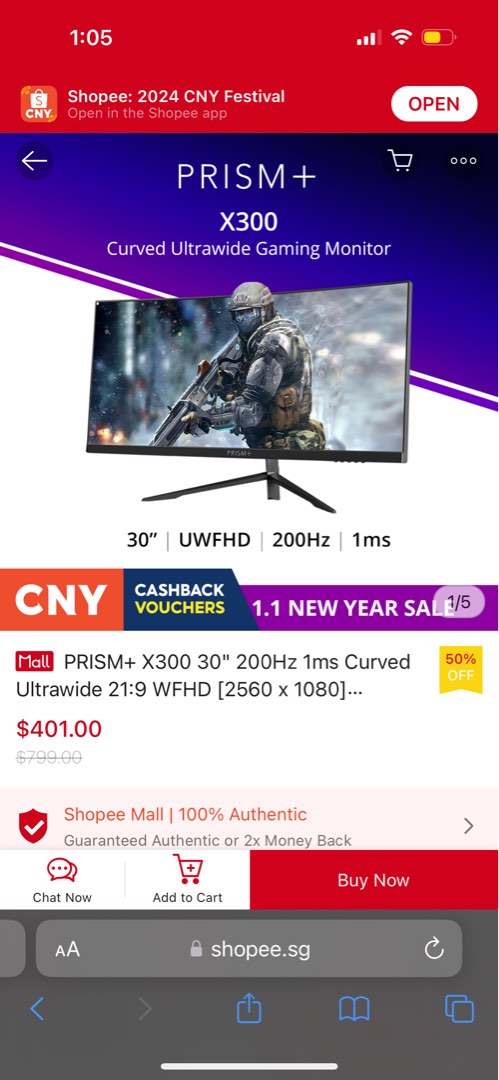 Gaming monitor X300 Ultrawide, Computers & Tech, Parts & Accessories ...