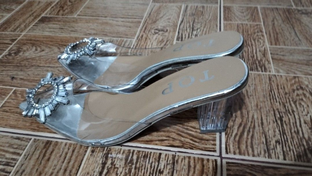 Korean transparent glass heel sandal, Women's Fashion, Footwear, Heels ...