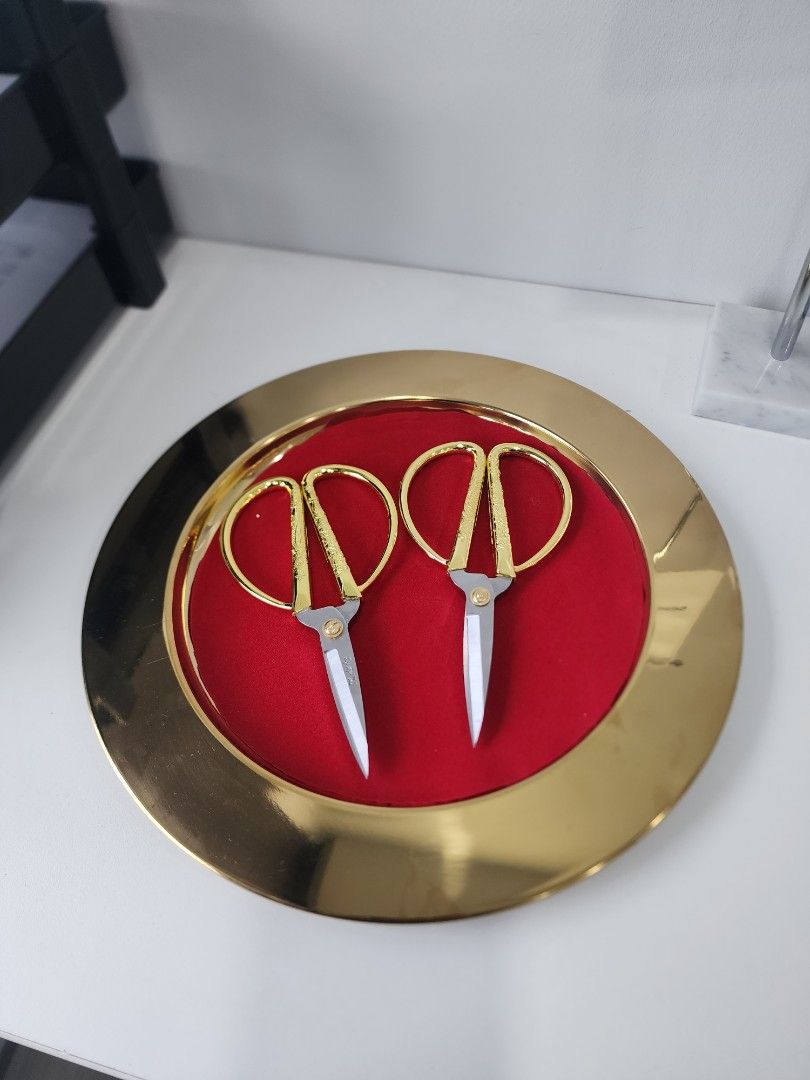Golden plate & golden scissors, Hobbies & Toys, Stationery & Craft ...