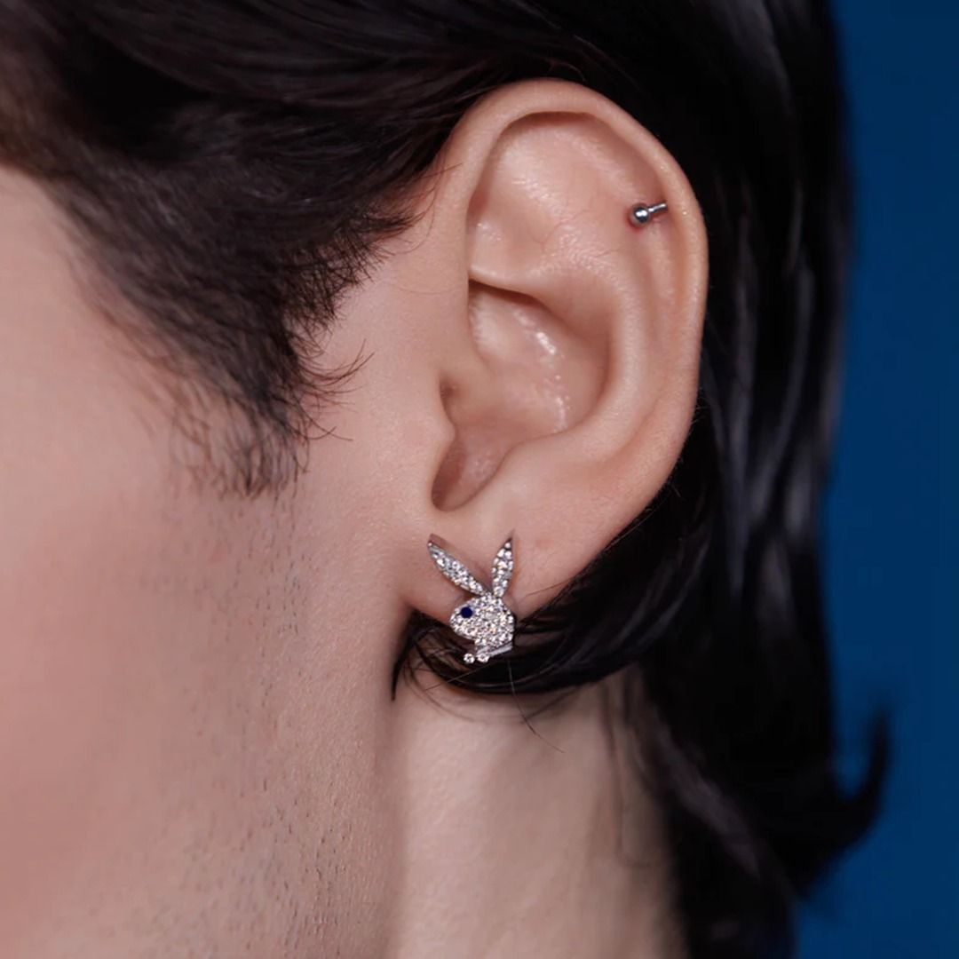 ICED PLAYBOY STUD, Women's Fashion, Jewelry & Organizers, Earrings on Carousell