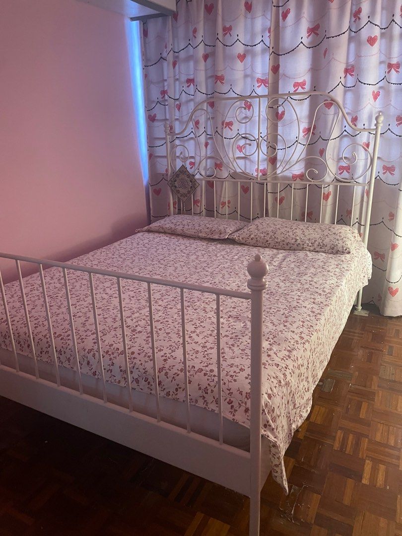 Ikea Leirvik Queen Bed with mattress, Furniture & Home Living ...