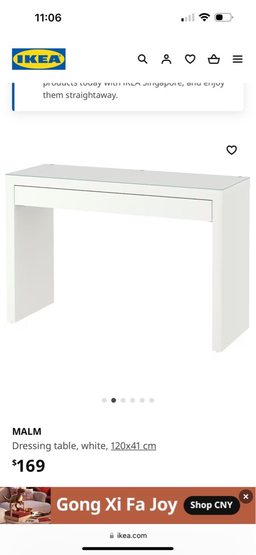 Malm dressing table, Furniture & Home Living, Furniture, Tables & Sets on Carousell
