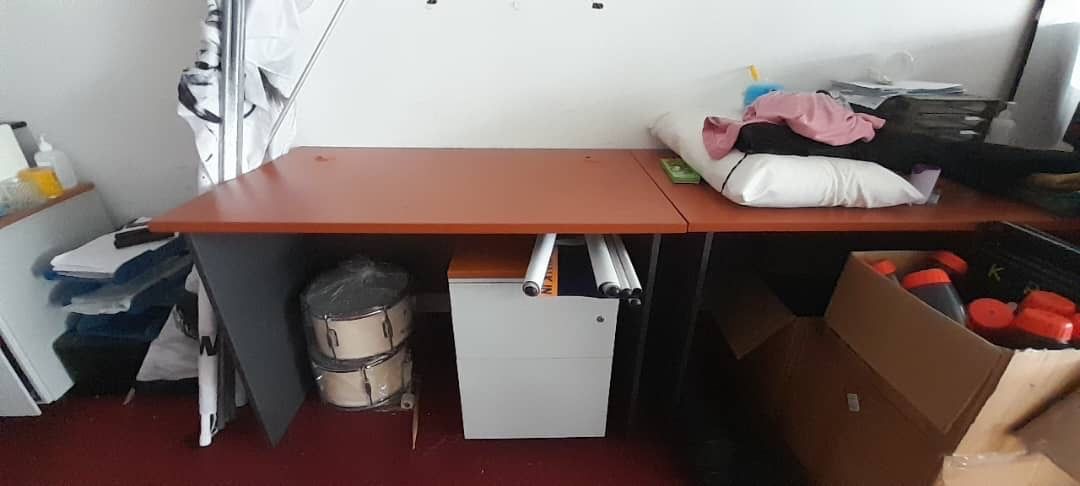 Meja ofis office + drawer, Furniture & Home Living, Furniture, Tables ...