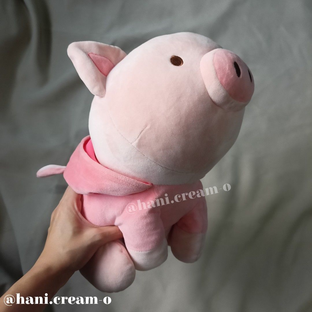 Miniso Sitting Piglet Plush Stuff Toy w/ Rabbit Hoodie, Hobbies & Toys ...