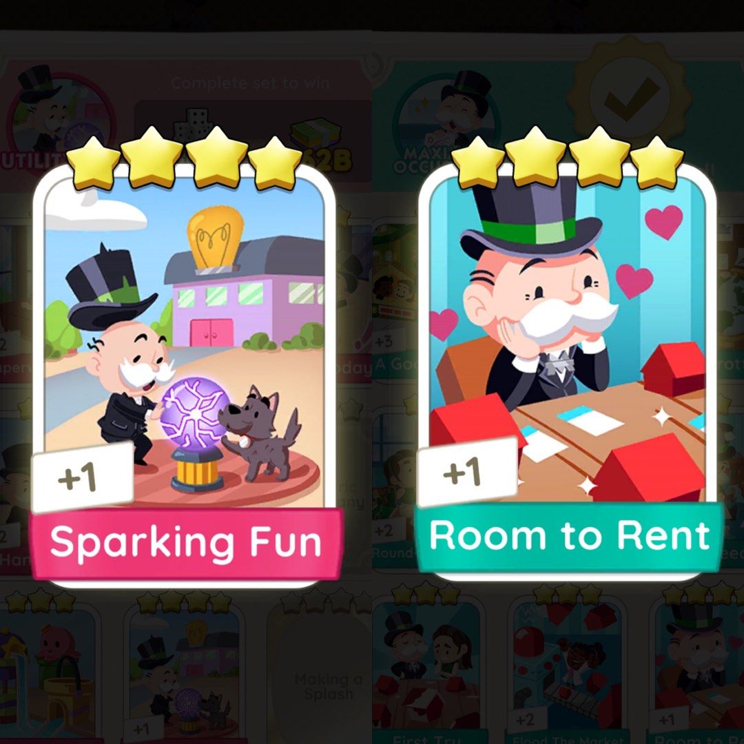 Monopoly Go! 4 Star Sticker Cards, Hobbies & Toys, Toys & Games on ...