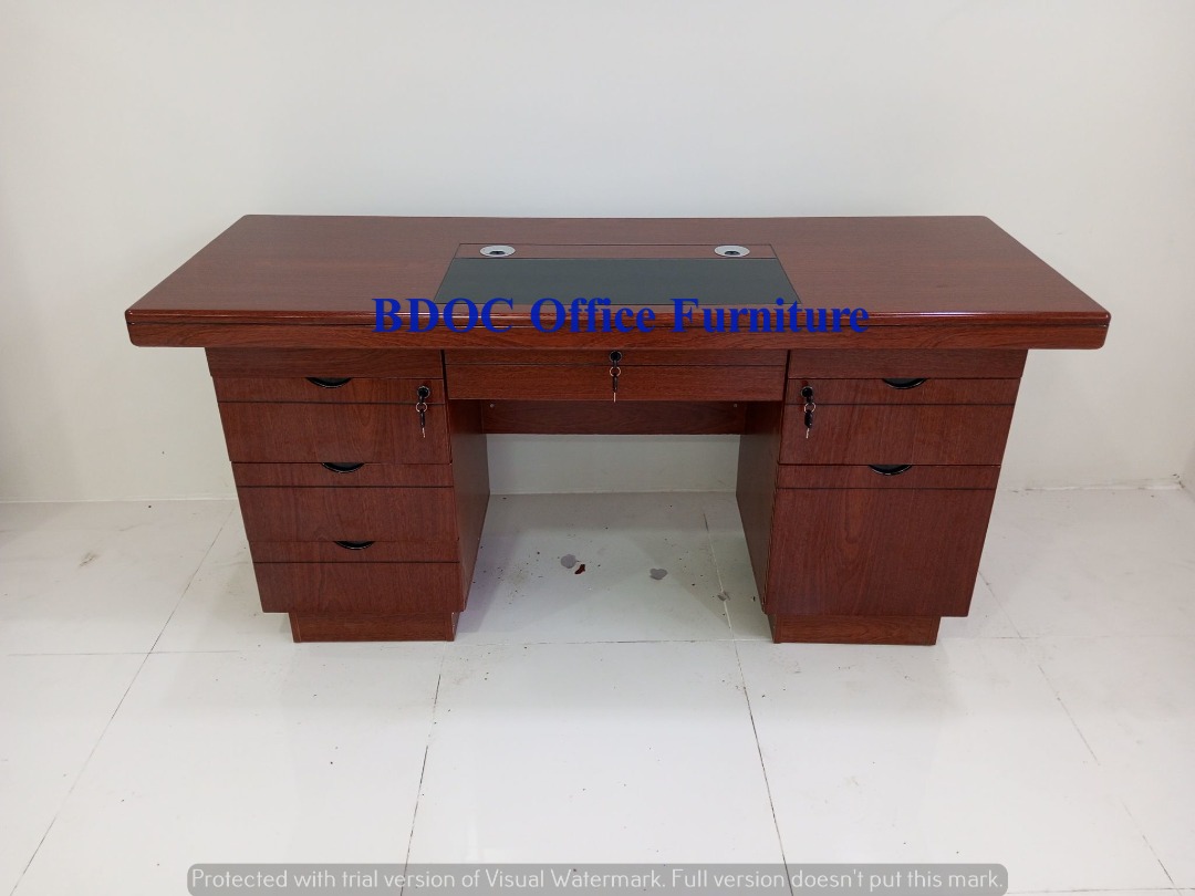 office table mahogany color with rich and left drawer, Furniture & Home ...