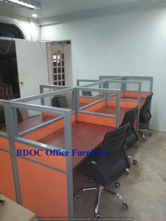 Orange color with glass panel office partition / office partition ...