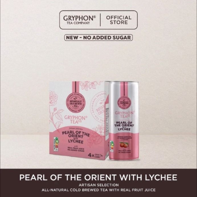 Pearl of the Orient with Lychee Cold Brewed Sparkling Tea Cans (4 x ...