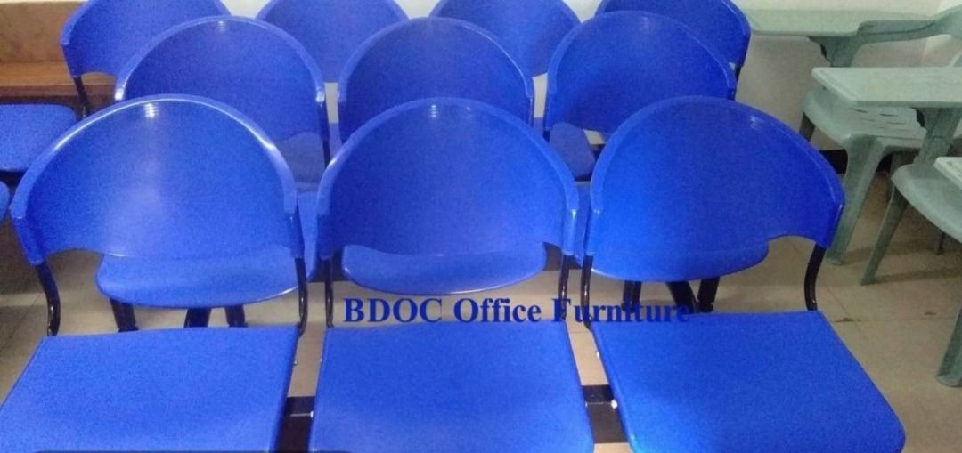 plastic gang chair metal legs / office table / office partition ...