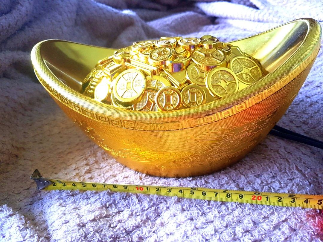 Prosperous Golden Ingot. Top lid Can be opened up to store items inside ...