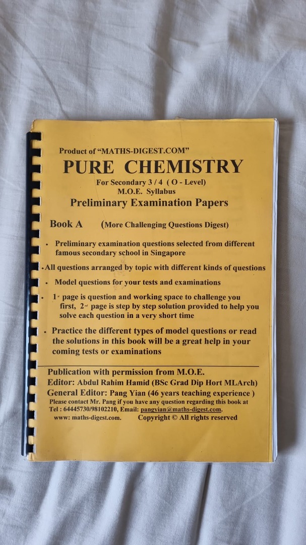 PURE CHEM O level practice questions, Hobbies & Toys, Books & Magazines ...