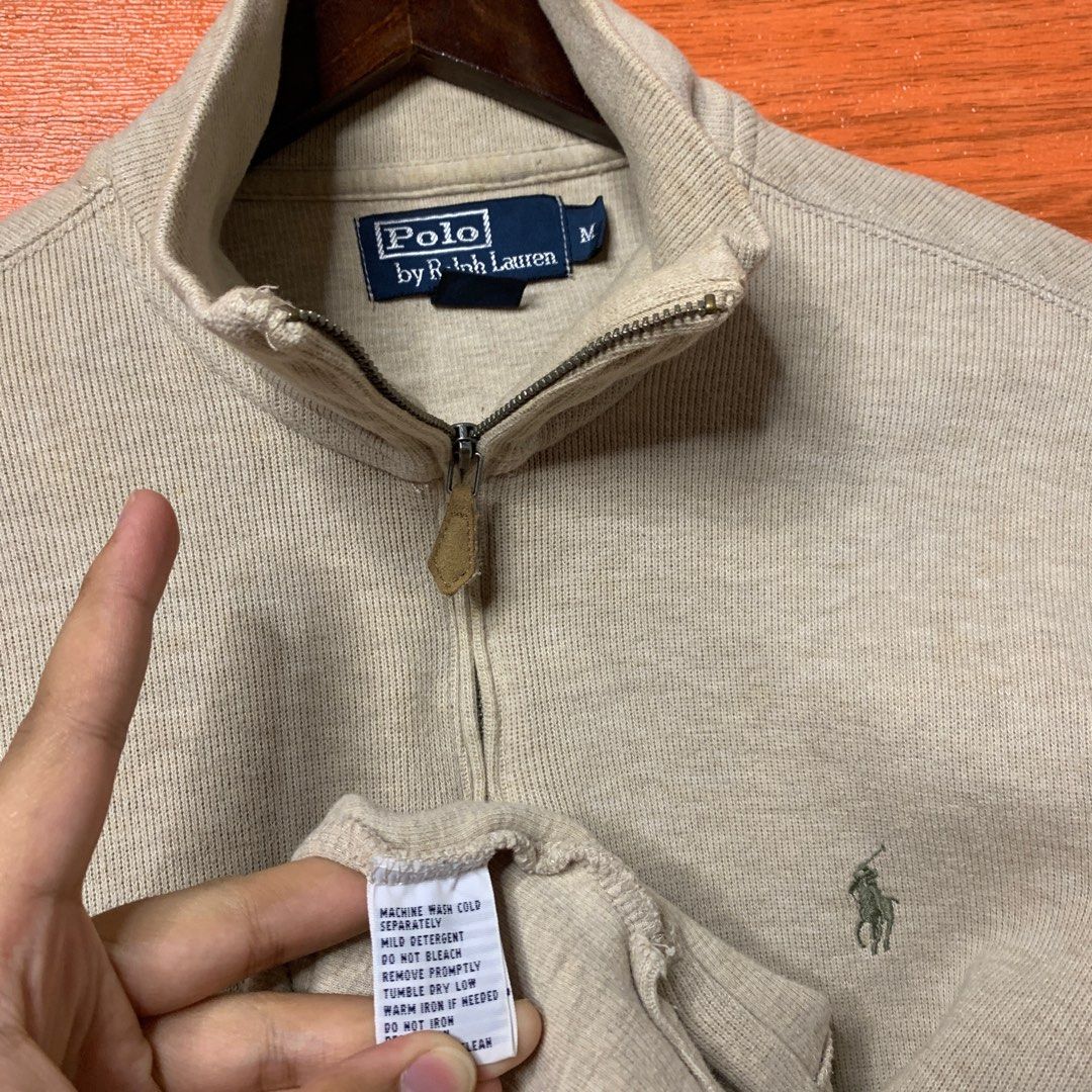 Ralph Lauren RL Beige Quarter zip, Men's Fashion, Tops & Sets, Formal ...