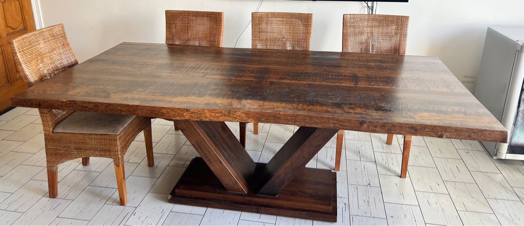 Real wood dining table 8-10 seater, Furniture & Home Living, Furniture ...