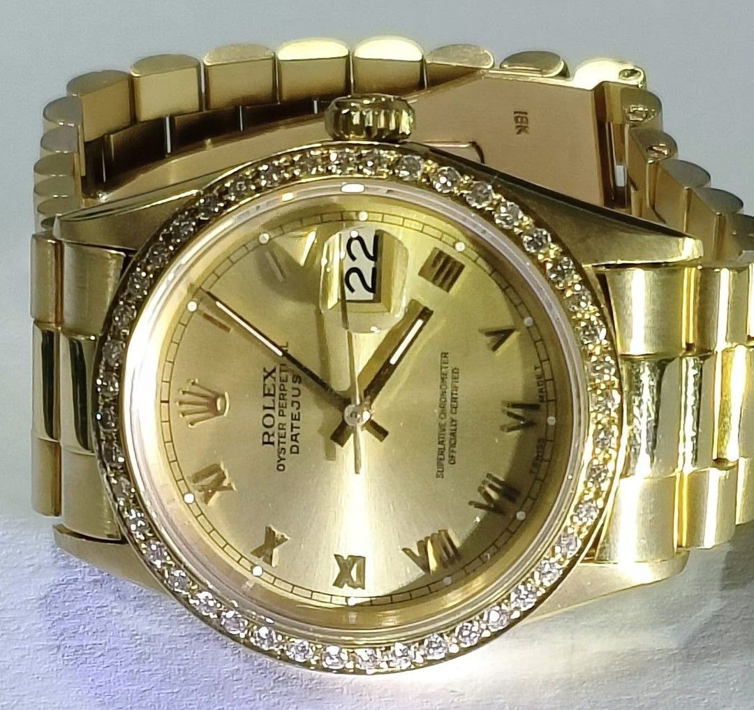 Rolex 36mm 18k gold Datejust 16018 with customize Diamond bezel and 18k ...