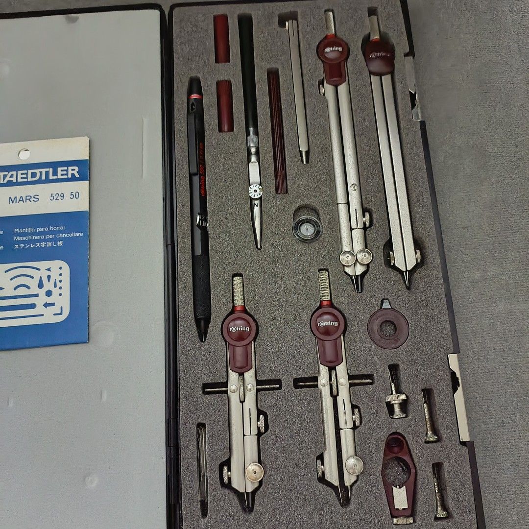 ROTRING compass and divider set (issue metal stains), Hobbies & Toys ...