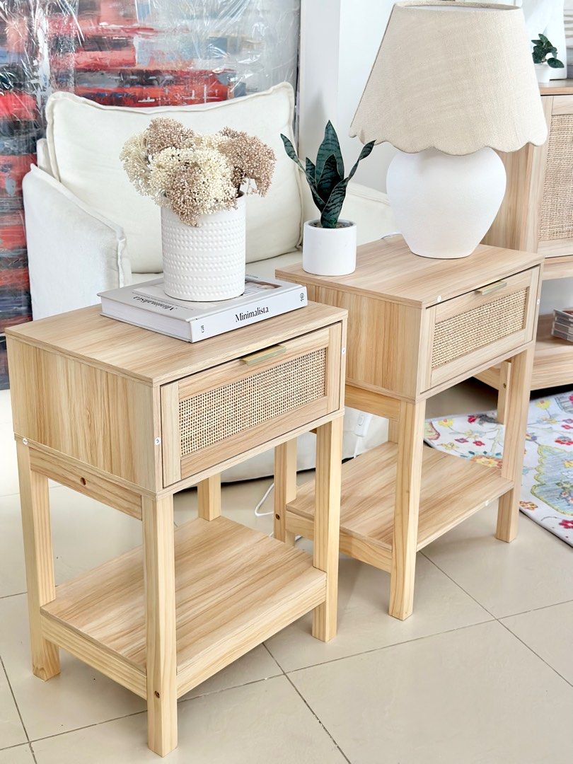Set of 2 Fraser Rattan Bedside Table, Furniture & Home Living, Furniture, Tables & Sets on Carousell