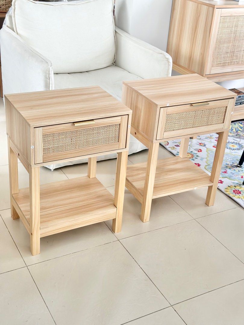 Set of 2 Fraser Rattan Bedside Table, Furniture & Home Living ...