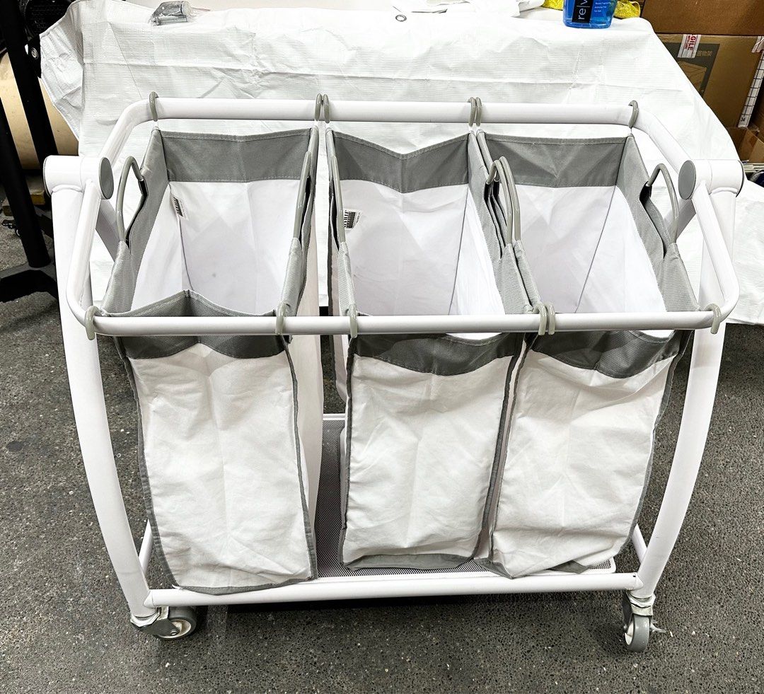 Seville Classics Laundry Hamper Sorter Cart Mobile Premium 3-Bag Heavy ... Seville Classics Laundry Hamper Sorter Cart Mobile Premium 3-Bag Heavy ...