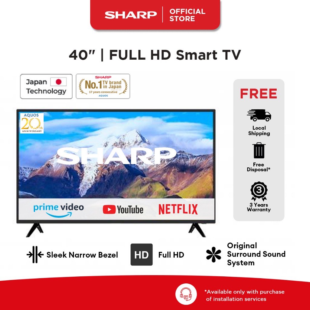 SHARP 2022 40" Narrow Bezel Full HD Smart Tv, TV & Home Appliances, TV & Entertainment, TV on ...