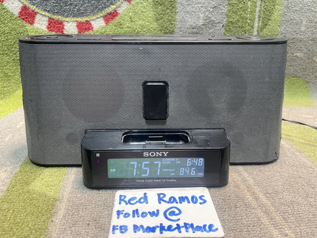 Sony ipod dock Radio Clock AM FM 220v Good sounds complete FM and AM ...