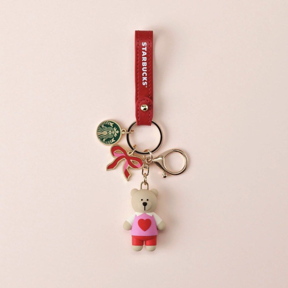 Starbucks Bearista Bear Keychain with Heart and Ribbon Charms, Hobbies & Toys, Toys & Games on ...