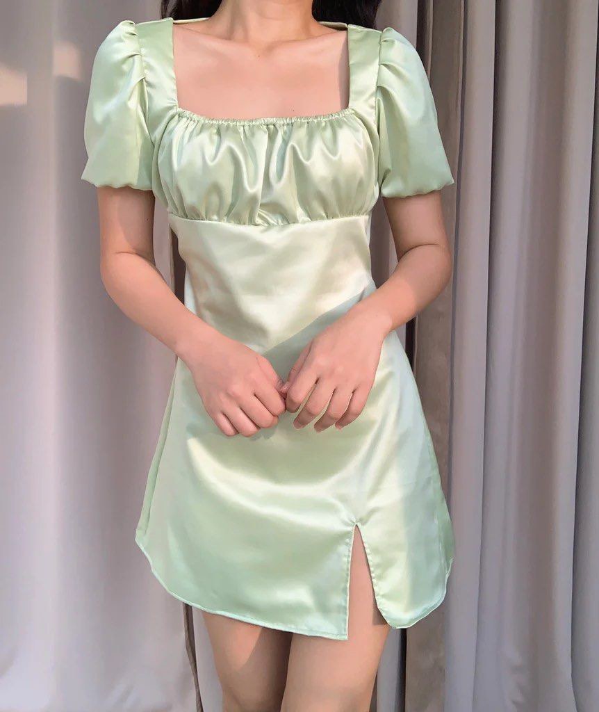 Suzy Clothing Lily Silk Dress in Avocado, Women's Fashion, Dresses ...