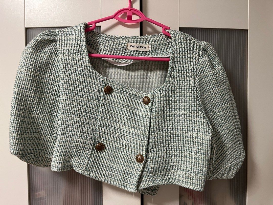 Tweed blouse, Women's Fashion, Tops, Blouses on Carousell