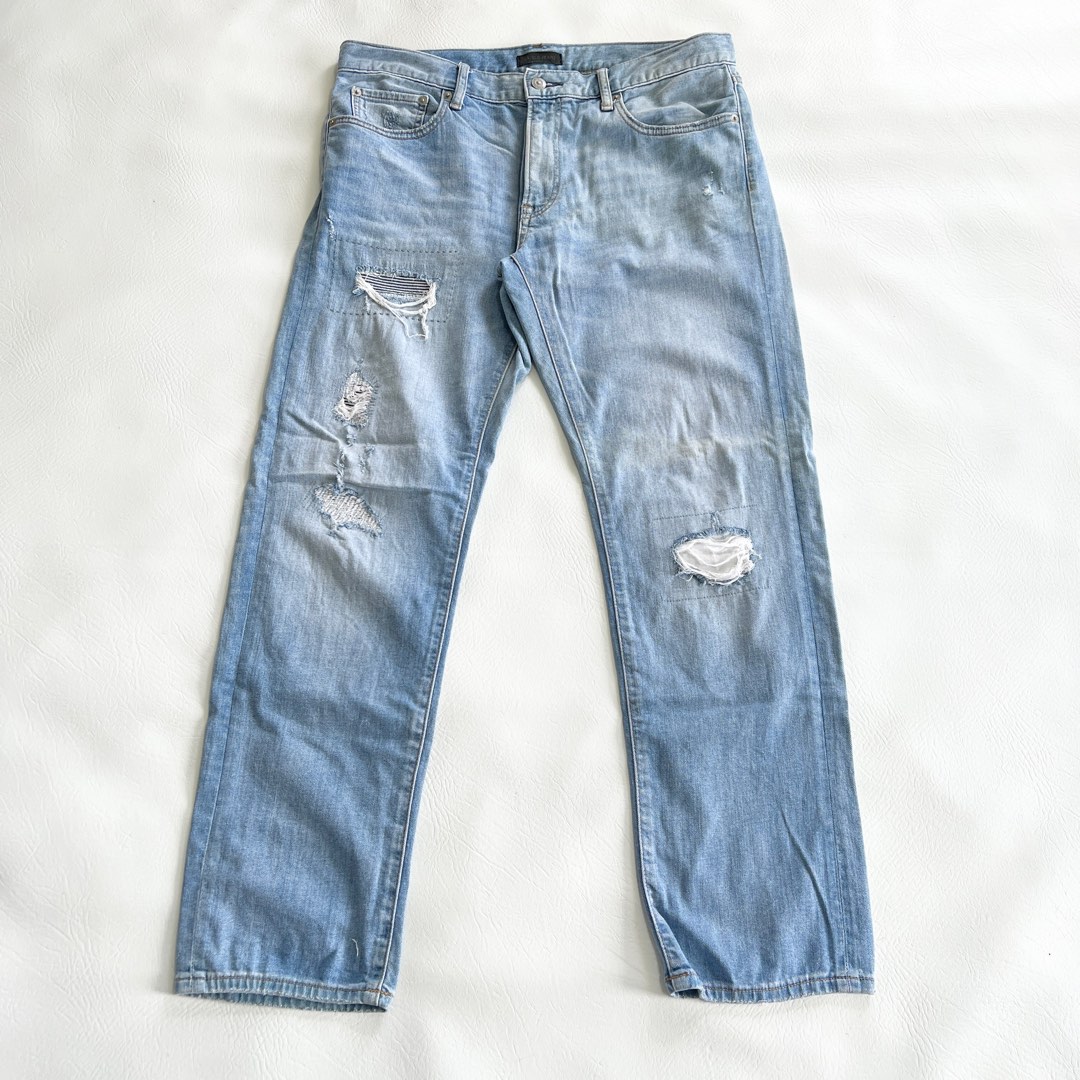 Uniqlo Denim Tattered Pants, Men's Fashion, Bottoms, Jeans on Carousell