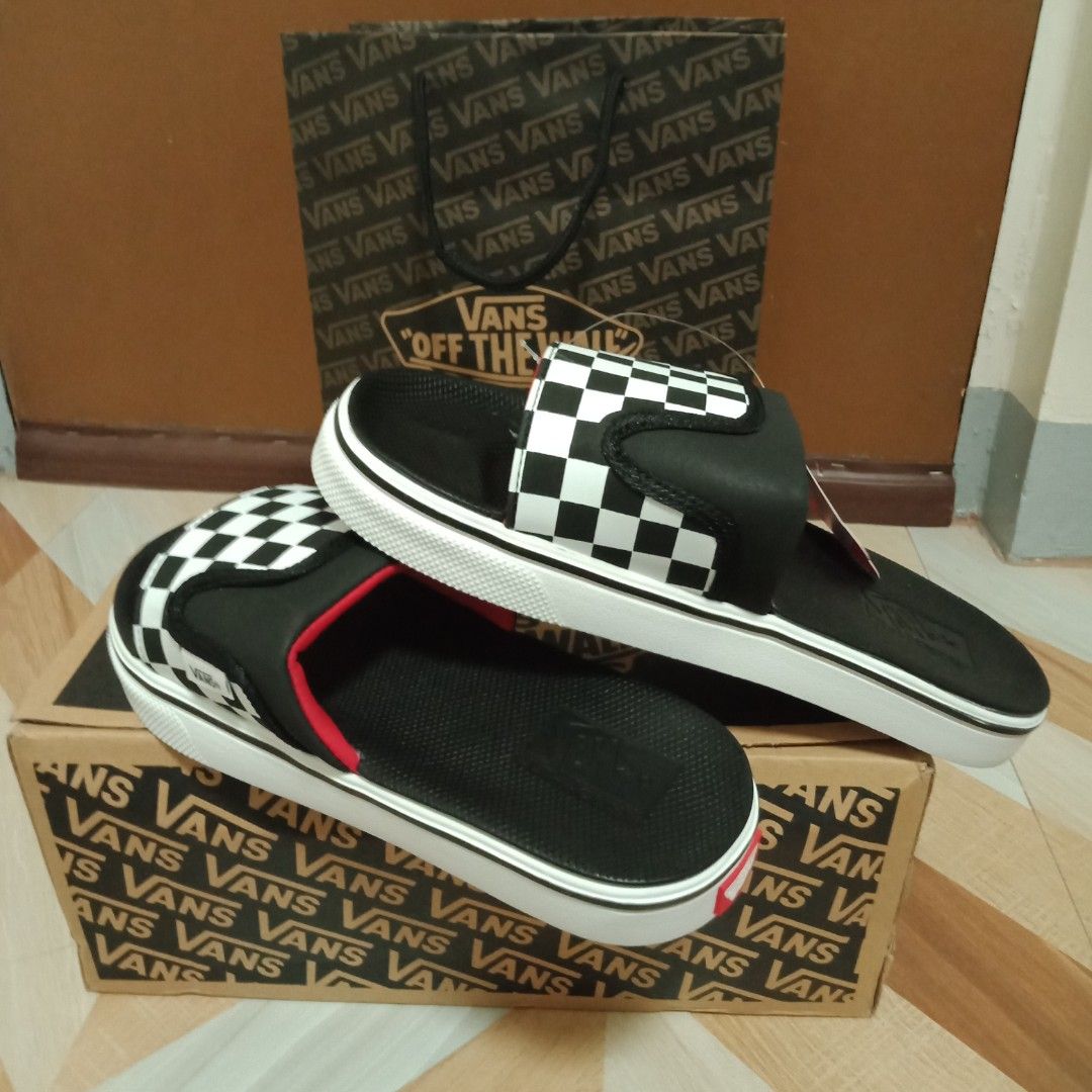 vans checkerboard slides, Men's Fashion, Footwear, Slippers & Slides on ...